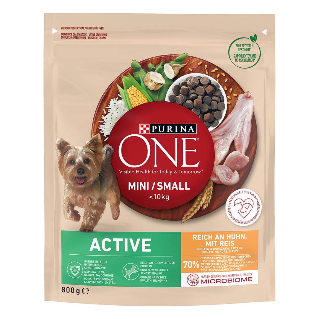 Krmivo pre psov ONE MINI Active Dog s kuraťom | Purina SK