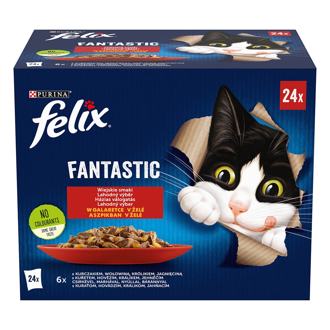 FELIX Fantastic Multipack kura/hovädzie/králik/jahňacie v želé 24x85g ...